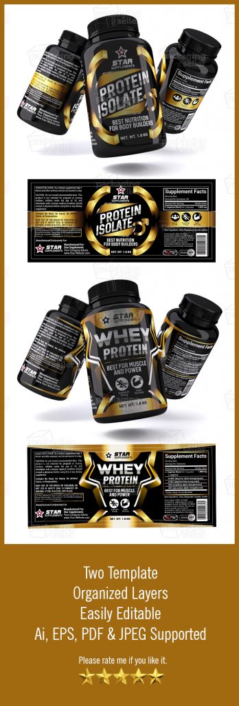 Whey Protein Supplement Label Template Vol-133 - PackagingSeller.com