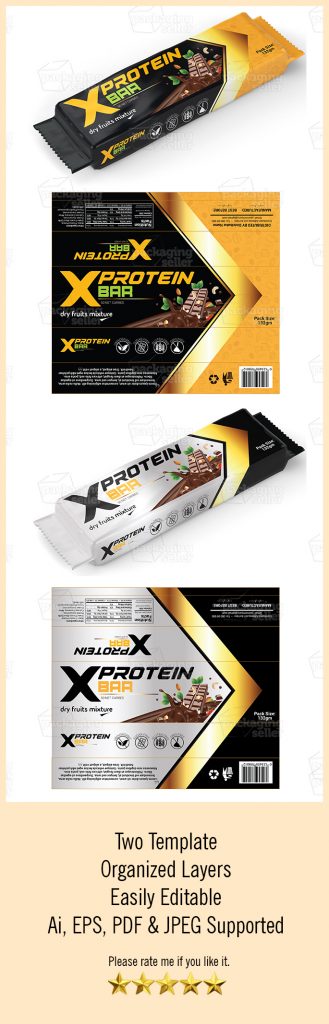 Protein Bar Wrapper Template Vol-140 - PackagingSeller.com