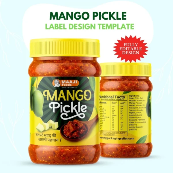 Mango Pickle Label design PSE355 - PackagingSeller.com
