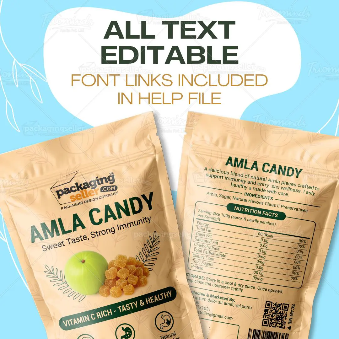 Amla Candy Pouch Design Template PS374 - PackagingSeller.com