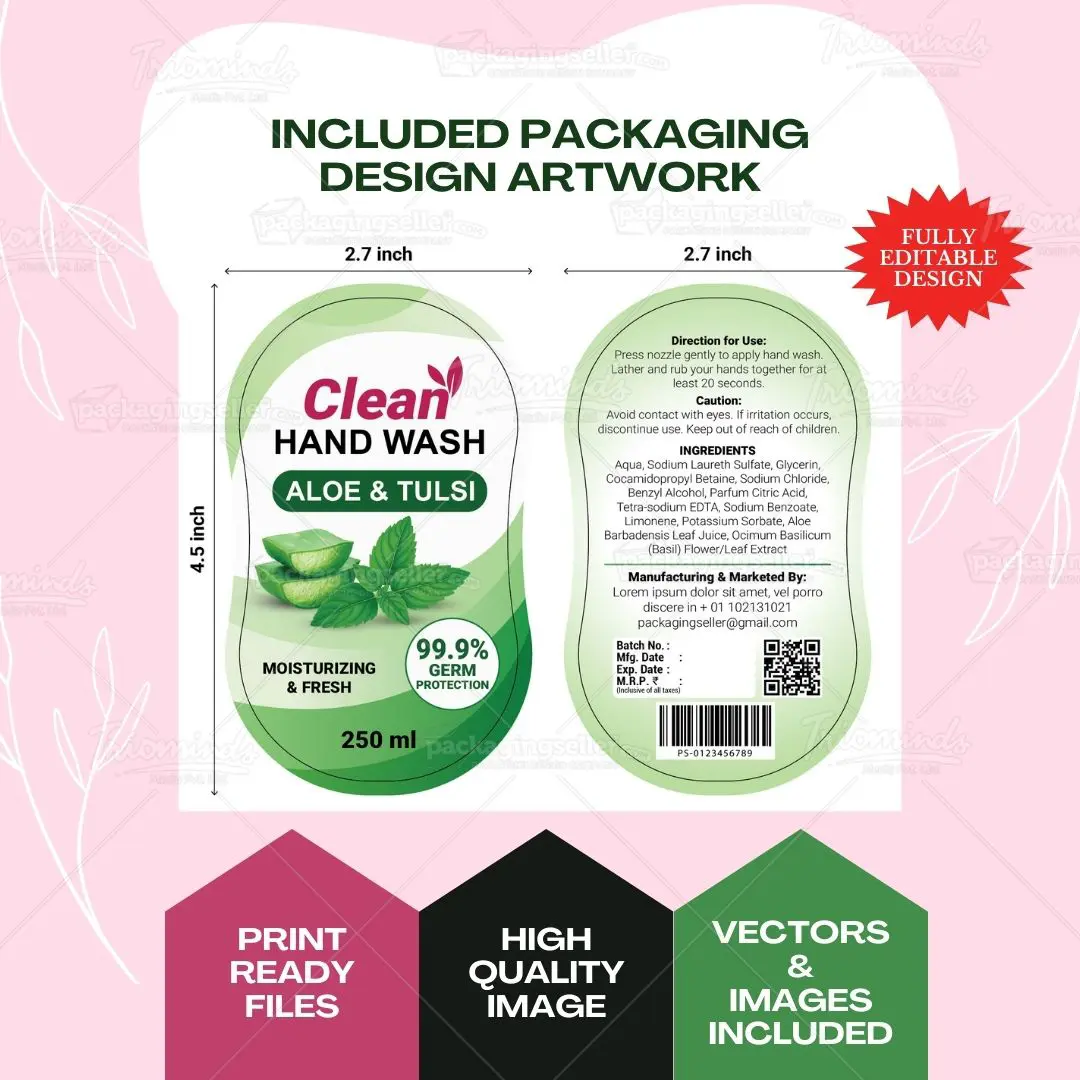 Hand Wash Label Design Template PS372 - PackagingSeller.com