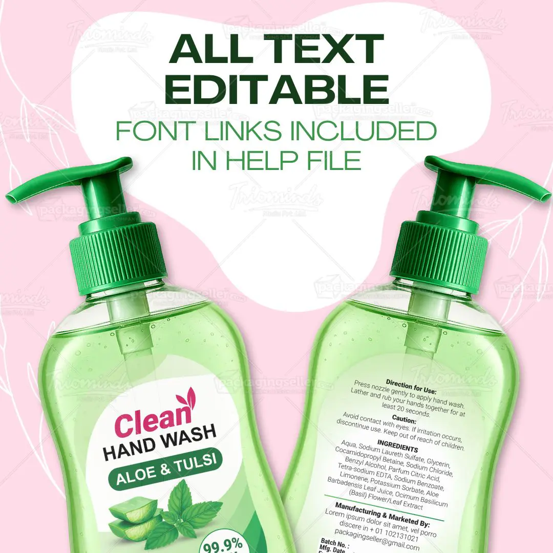 Hand Wash Label Design Template PS372 - PackagingSeller.com