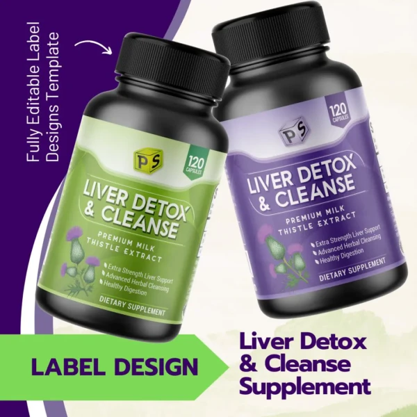 Liver Detox Supplement Label Design Template PS302 - PackagingSeller.com