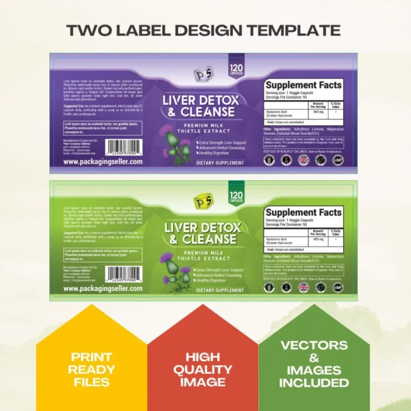 Liver Detox Supplement Label Design Template PS302 - PackagingSeller.com