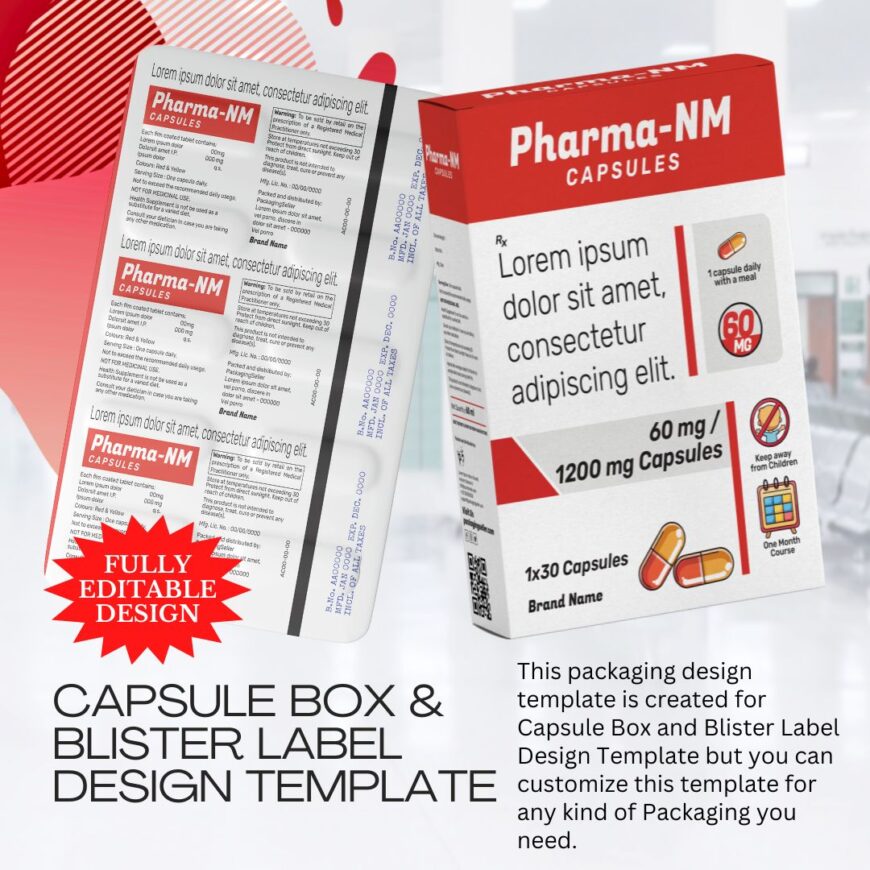 Capsule Box and Blister Design Template PS313 - PackagingSeller.com