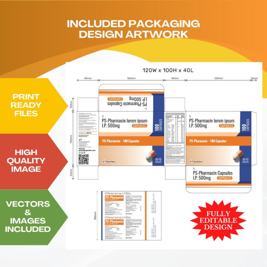 Capsule Box and Blister Design Template PS315 - PackagingSeller.com