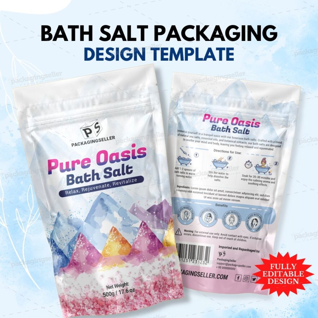 Bath Salt Bag Packaging Design Template PS323 - PackagingSeller.com