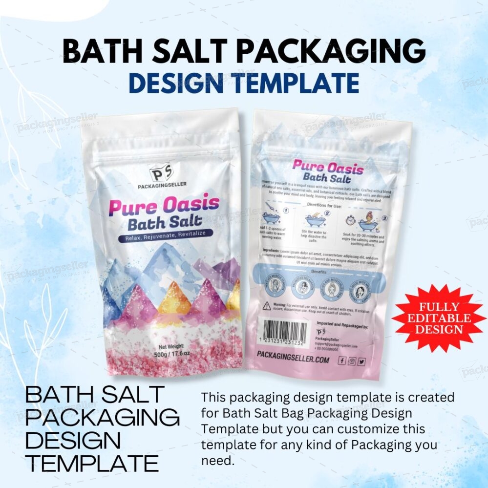 Bath Salt Bag Packaging Design Template PS323 - PackagingSeller.com