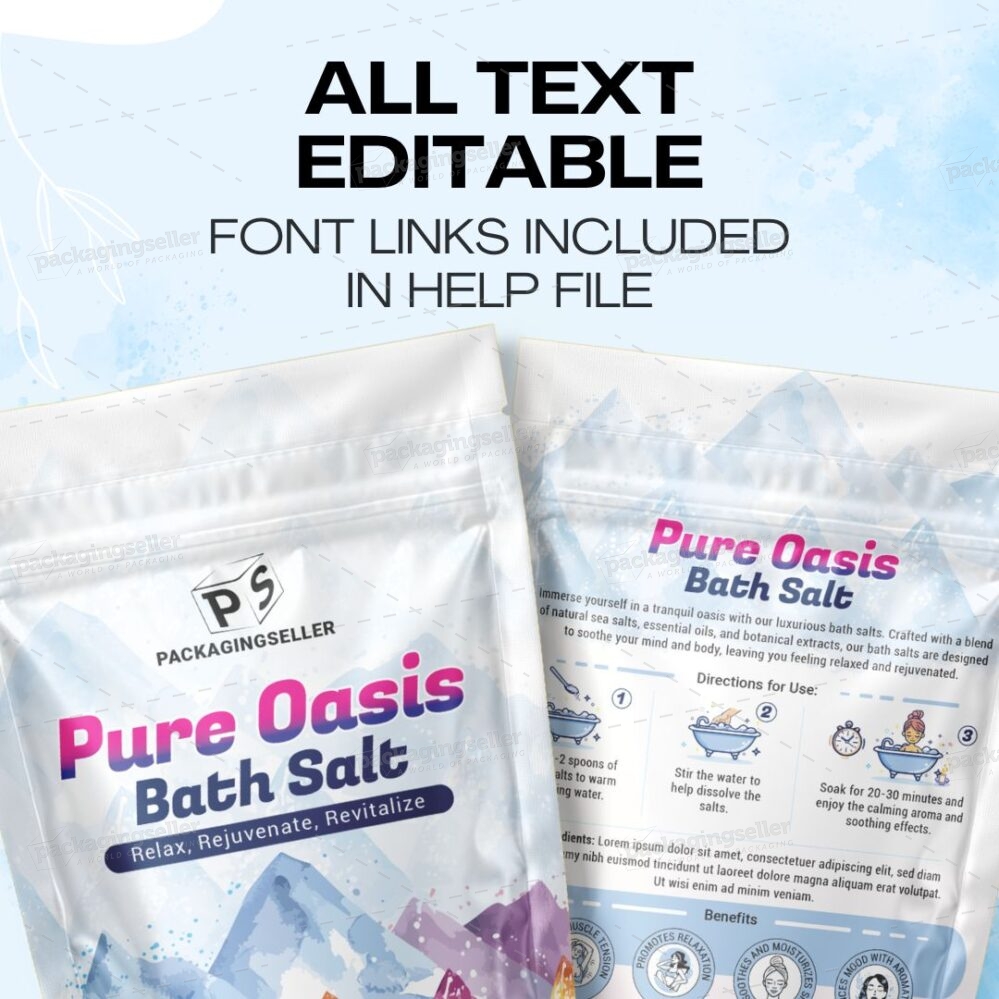 Bath Salt Bag Packaging Design Template PS323 - PackagingSeller.com