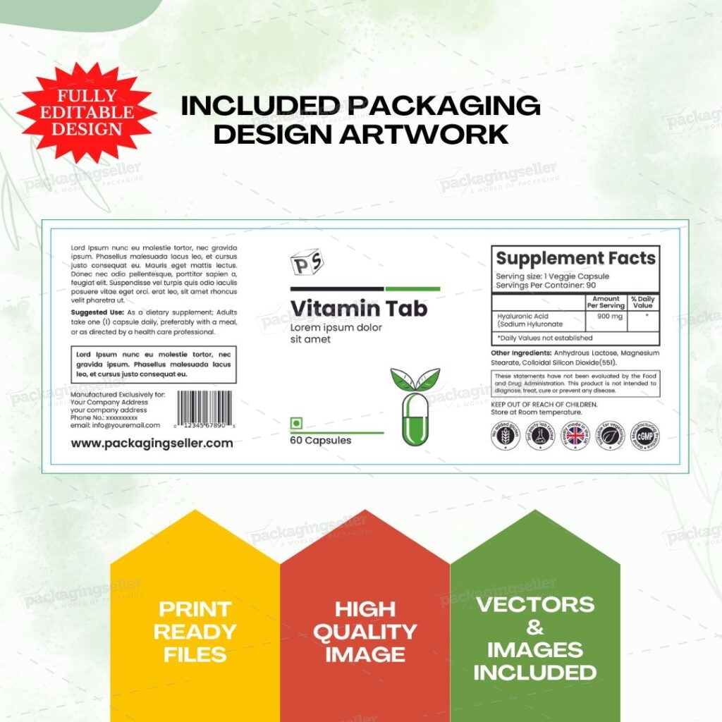 Capsules Pills Label Design Template PS322 - PackagingSeller.com
