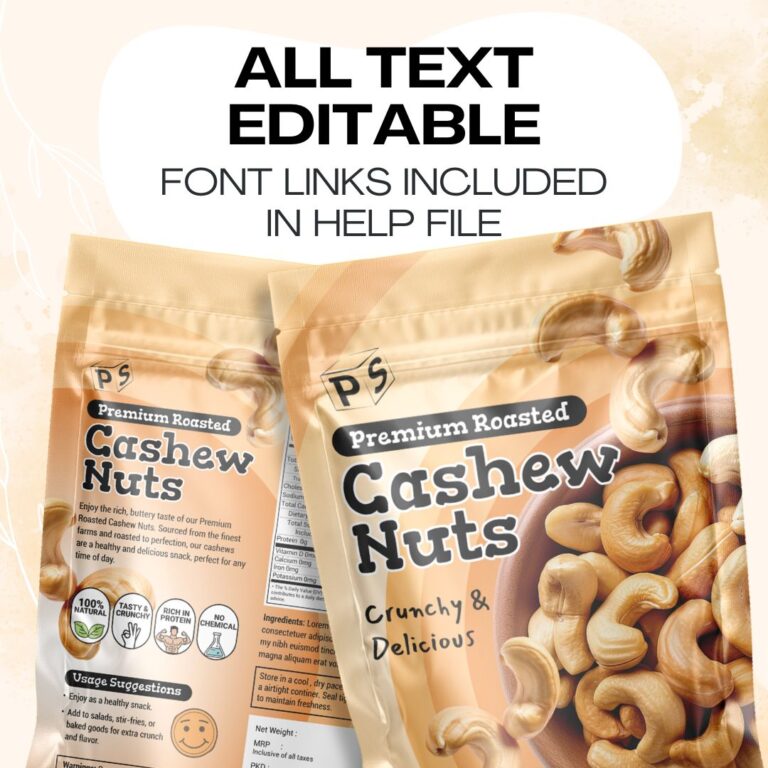 Cashew Nut Pouch Design Template PS329 - PackagingSeller.com