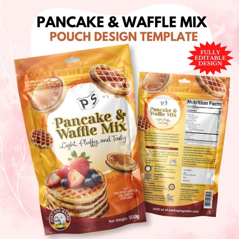 Pancake and Waffle Mix Pouch Design Template PS328 - PackagingSeller.com