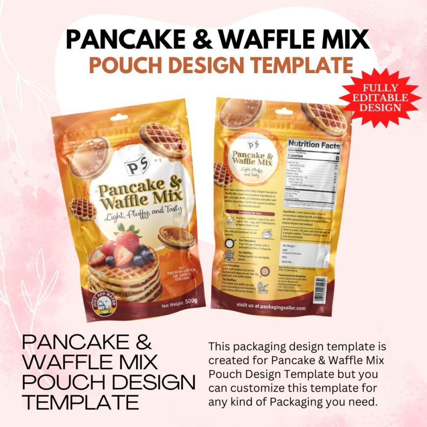 Pancake and Waffle Mix Pouch Packaging Design Template PS328 ...