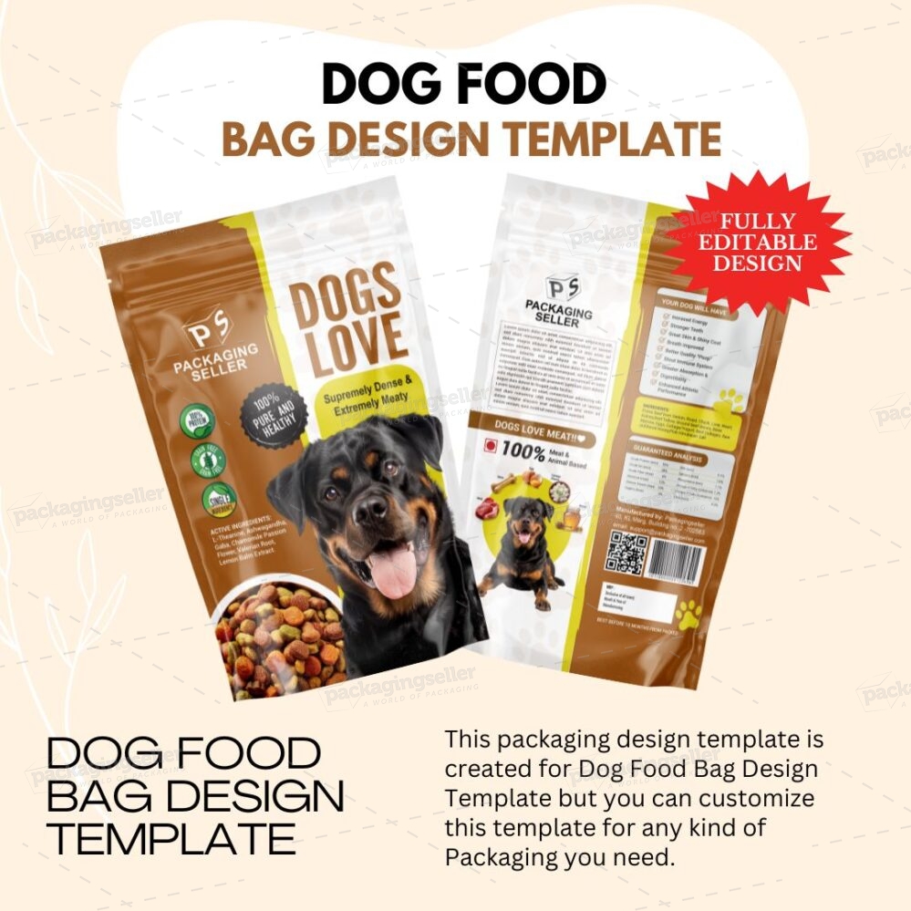 Dog Food Bag Design Template PS337 - PackagingSeller.com
