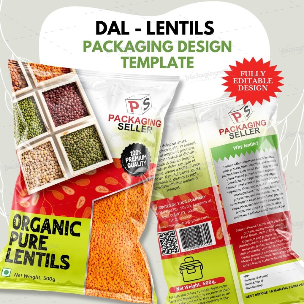 Dal - Lentils Packaging Design Template PS341 - PackagingSeller.com