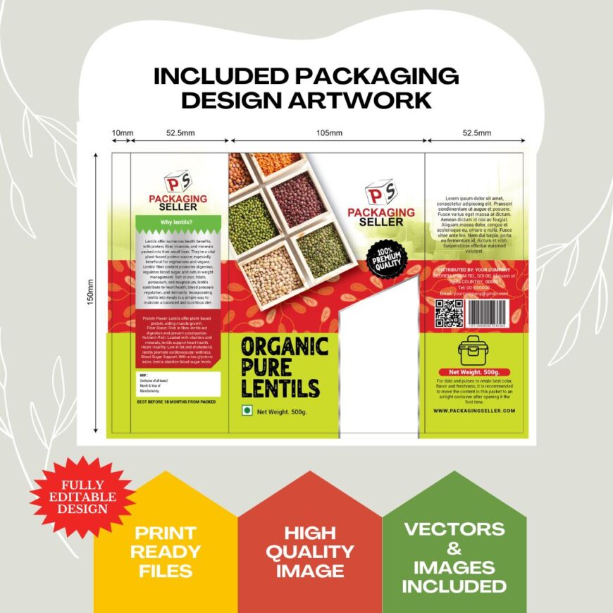 Dal - Lentils Packaging Design Template PS341 - PackagingSeller.com
