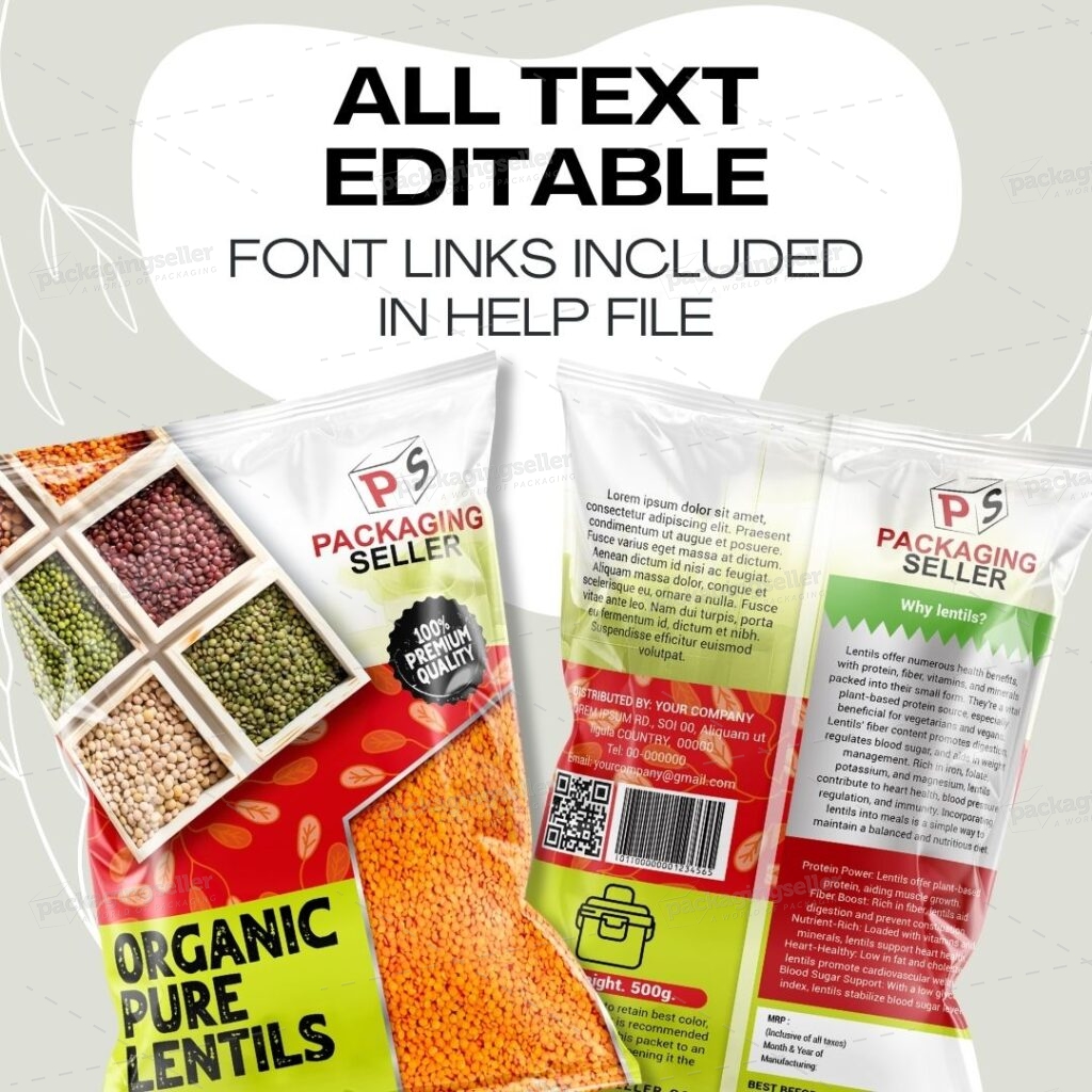 Dal - Lentils Packaging Design Template PS341 - PackagingSeller.com