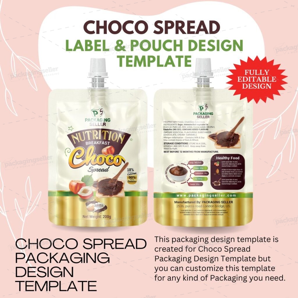 Choco Spread Label and Pouch design Template (JI-67) - PackagingSeller.com