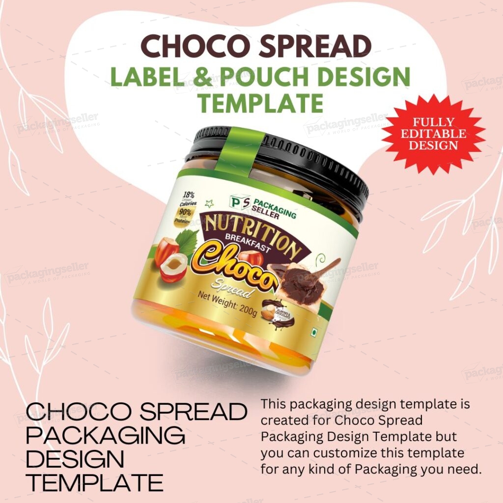 Choco Spread Label and Pouch design Template (JI-67) - PackagingSeller.com